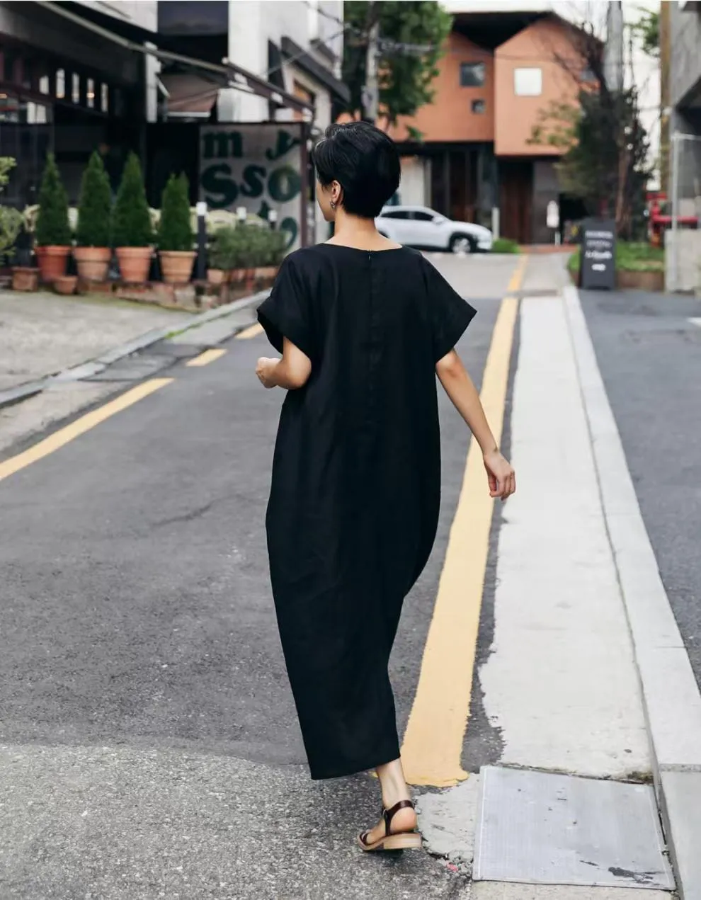 Summer Japanese Retro V-Neck Korean Style Simple Solid Color Loose ...