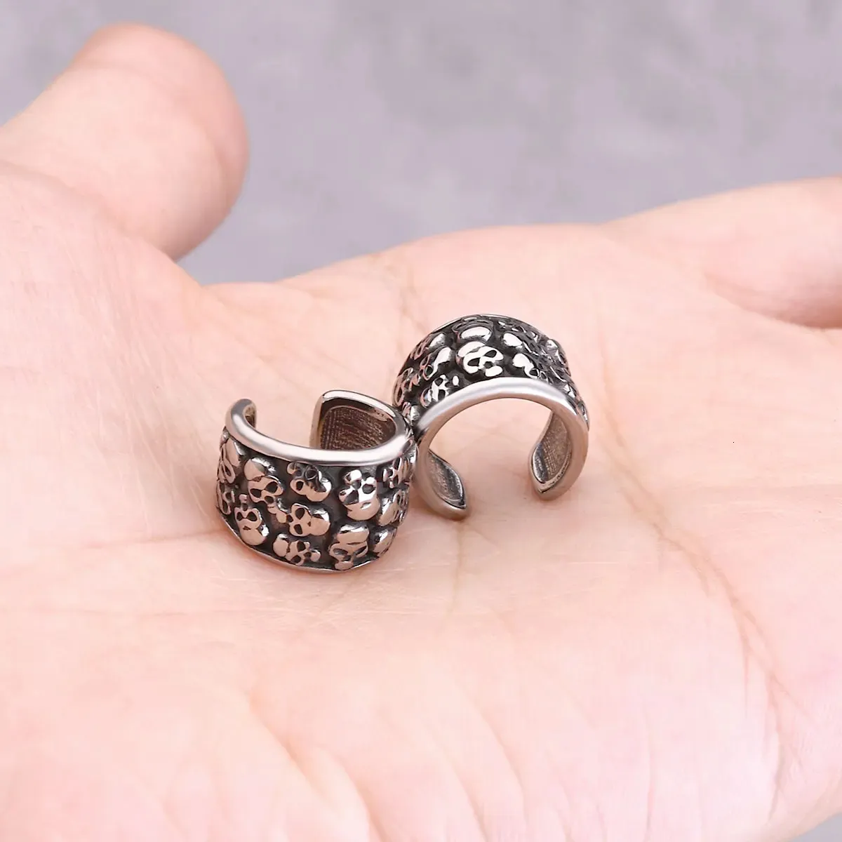 Stainless Steel Skull Pattern Clip On Earrings Fashion Non Piercing Ear ...