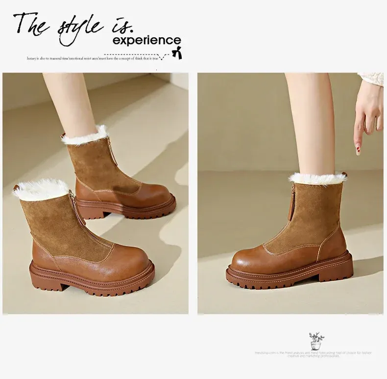 Warm Plush Ankle Boots for Women, Winter Chelsea Style, Suede Platform ...