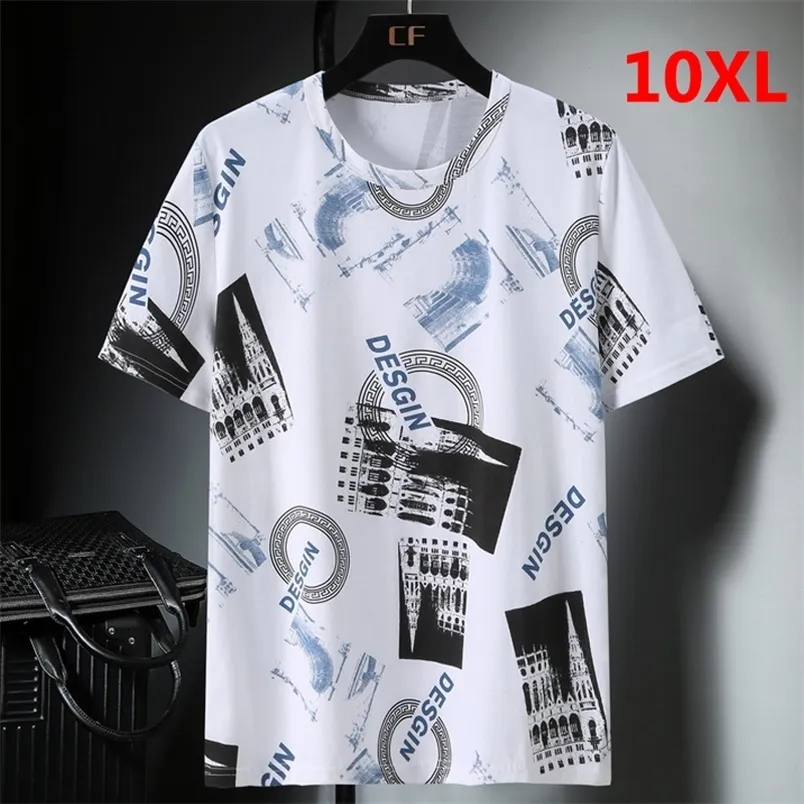 Men's Oversize T-Shirts Big Size 10XL Tops Tees Summer Hip Hop Casual ...