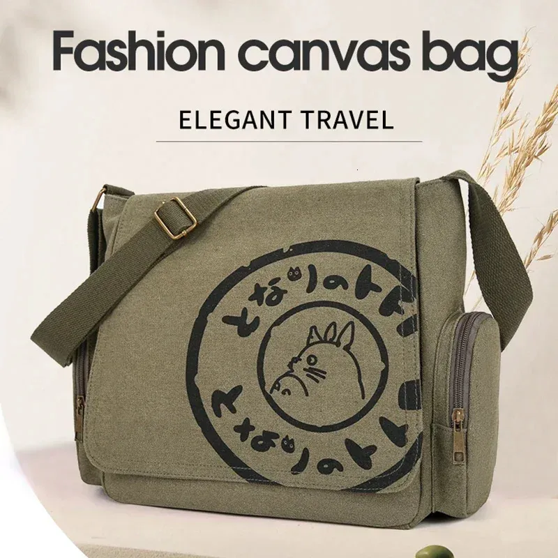 Vintage Cartoon Women Canvas Messenger Bag Large Capacity Shoulder Tote ...