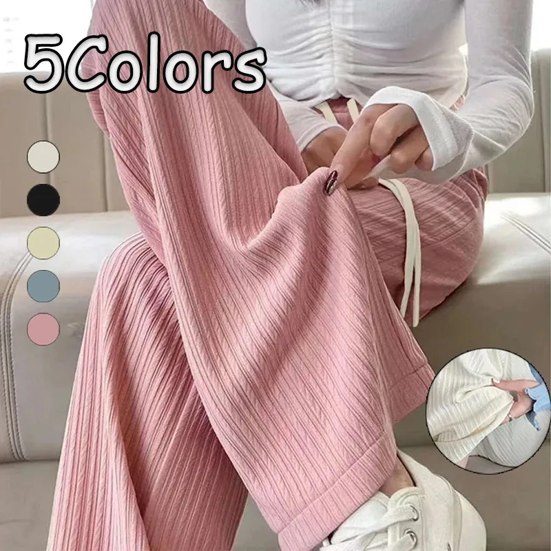 Summer Women's Bubble Milk Puff Cloud Pants High Waist Draped Narrow ...