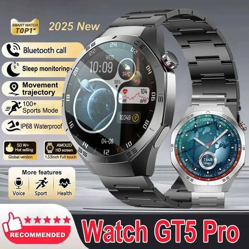 New GT5 Pro Men's Smart Watch Gt3 With HD AMOLED Screen, GPS, Motion ...