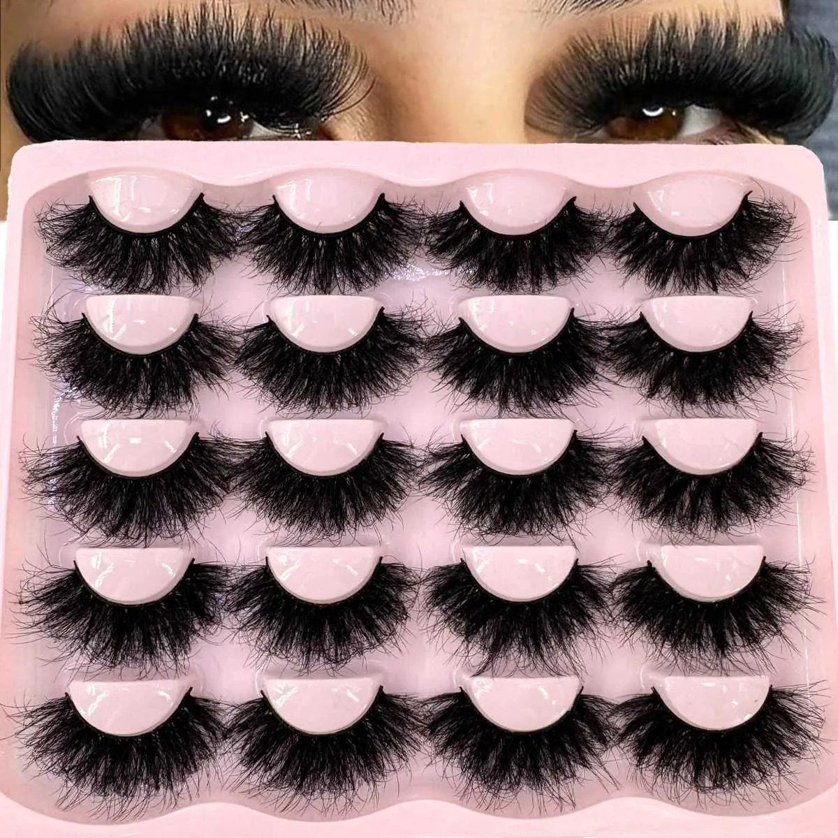 New 3D Faux Mink Lashes, Wispy Fluffy 25MM False Eyelashes, Thick ...