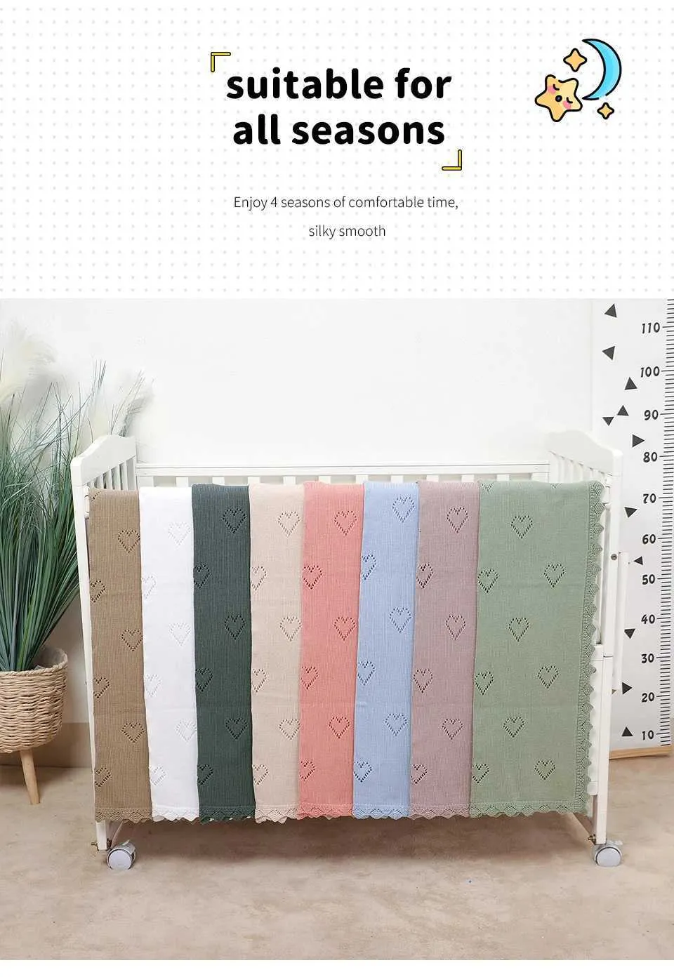 Baby Blanket Knitted 90x70cm Ultra-Soft Cotton Newborn Infant Boys ...