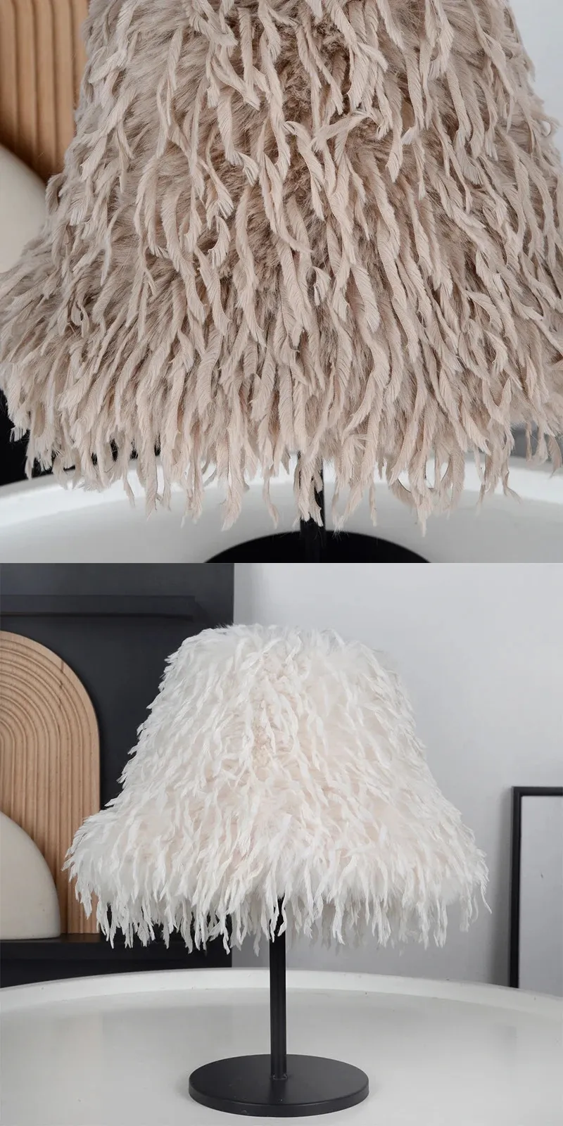 Autumn Winter Fluffy Elegant Faux Fur Bucket Hat Retro Fringed Women ...