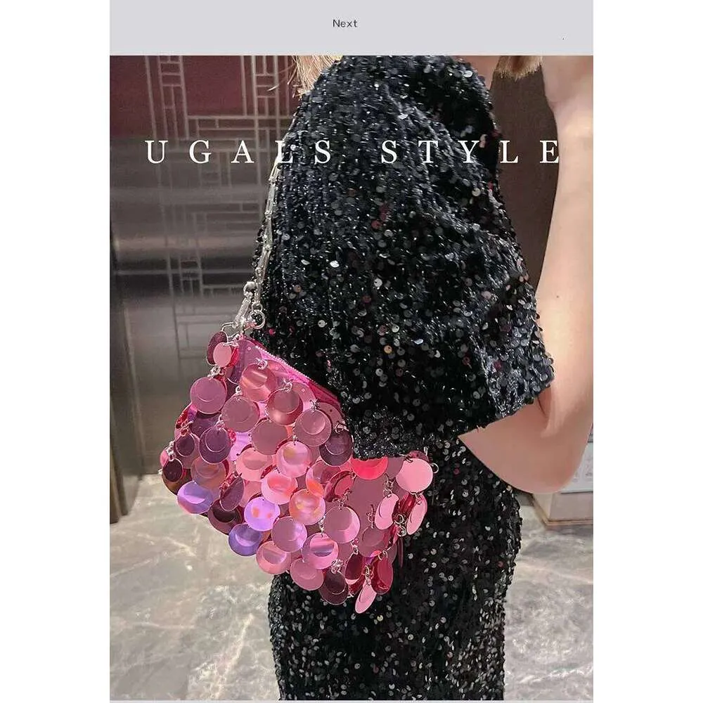 Luxury Designer PVC Sequin Chain Woven Lavender Clutch Evening Bag For ...