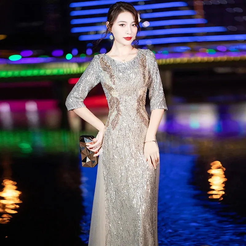 DongCMY Evening Dress: Elegant Long Gown for Women, Summer Banquet ...