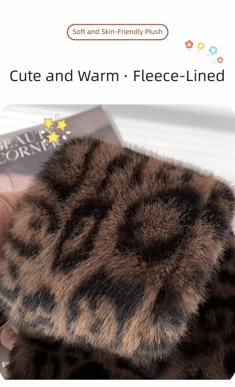 Cute, Thick, Warm Leopard Print Scarf - Soft, Windproof Plush Scarf ...