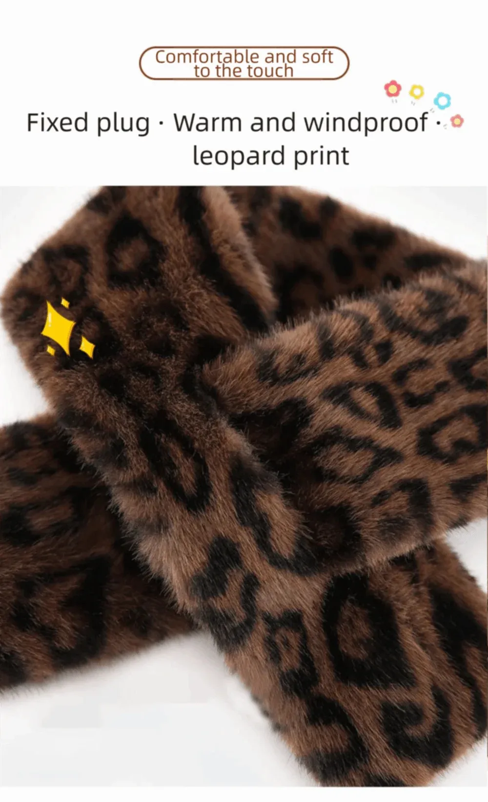 Cute, Thick, Warm Leopard Print Scarf - Soft, Windproof Plush Scarf ...