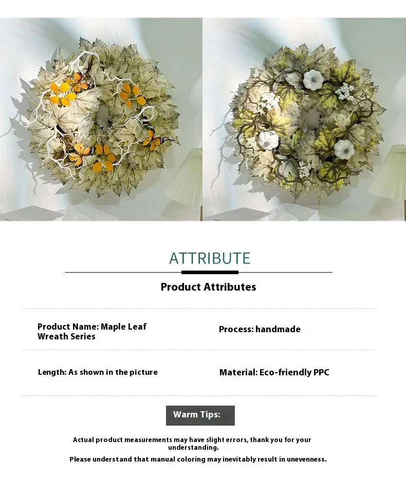 Artificial Halloween Wreath with Maple Leaf, Pumpkin Decoration ...