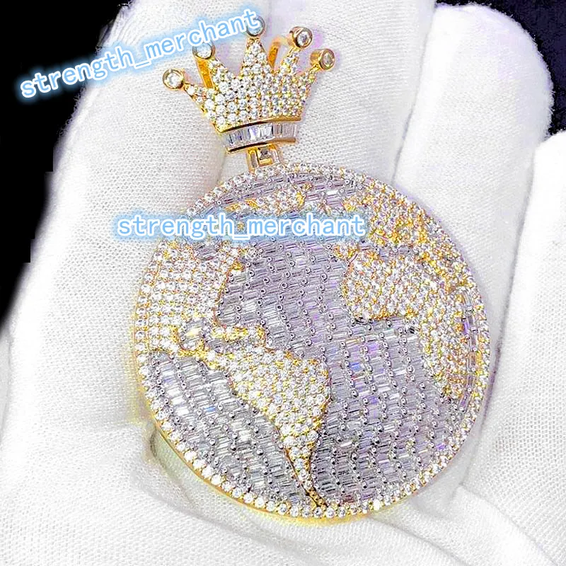 Iced Out Bling King Of The World Pendant Necklace Cubic Zirconia Crown ...