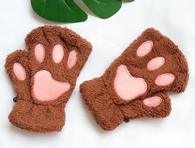 Lovely Plush Cat Claw Paw Gloves, Warm Soft Plush Mittens, Short ...