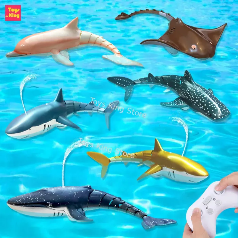 Remote Control RC Shark Spray Water Whale Shark Toys For Kids ...