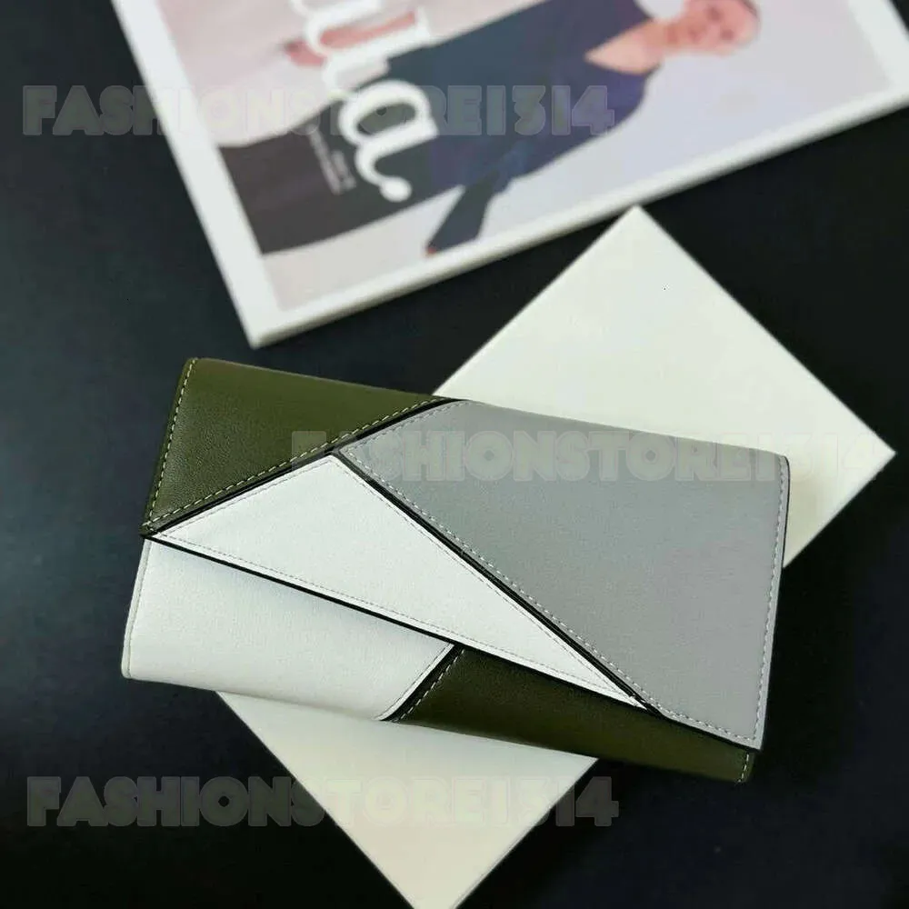 New Anagram Vertical Genuine Leather Long Wallet Puzzle Geometric ...