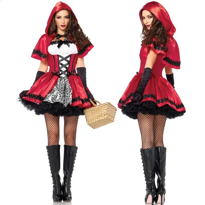 Red Riding Hood Costume Women's Halloween Cosplay Fairy Tale Fancy ...