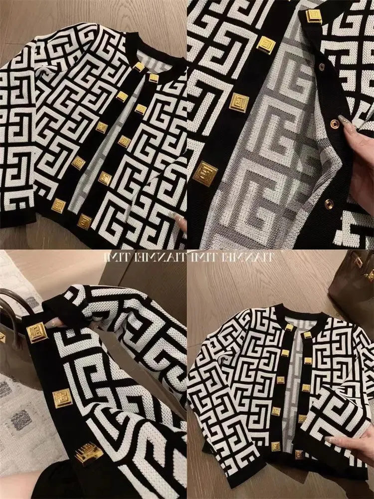 Spring Autumn Slim Elegant O-Neck Thin Knitted Cardigan Women's Fashion ...