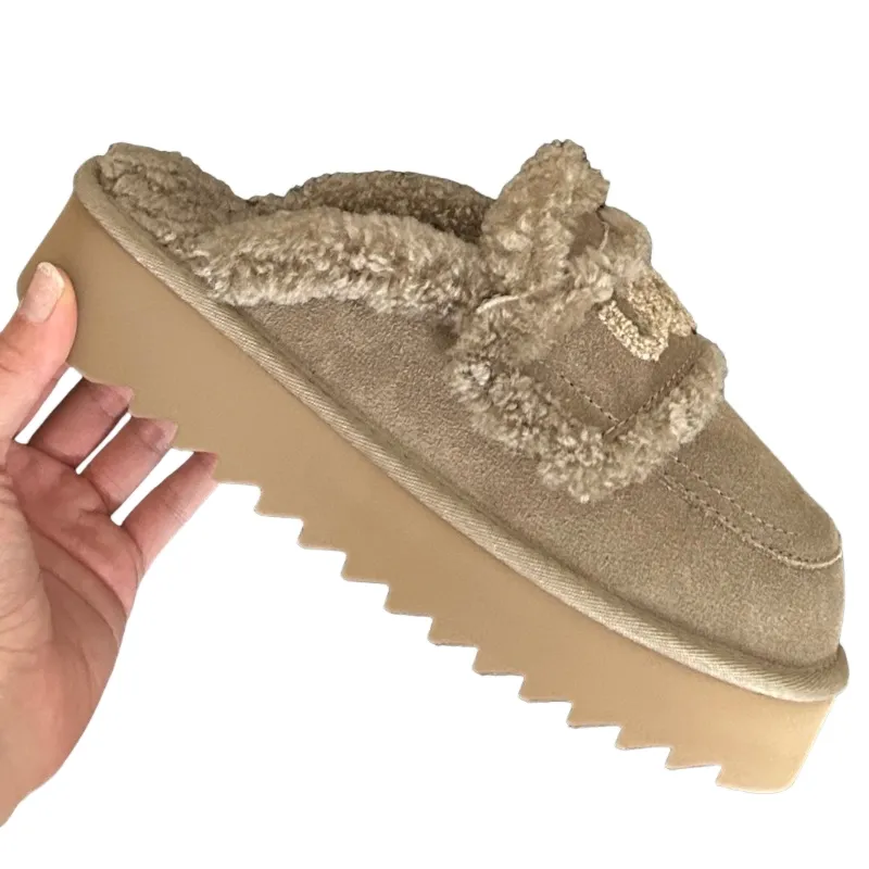 Tazz Tasman Women's Wool Slippers: Designer Fur Slide, Luxury ...