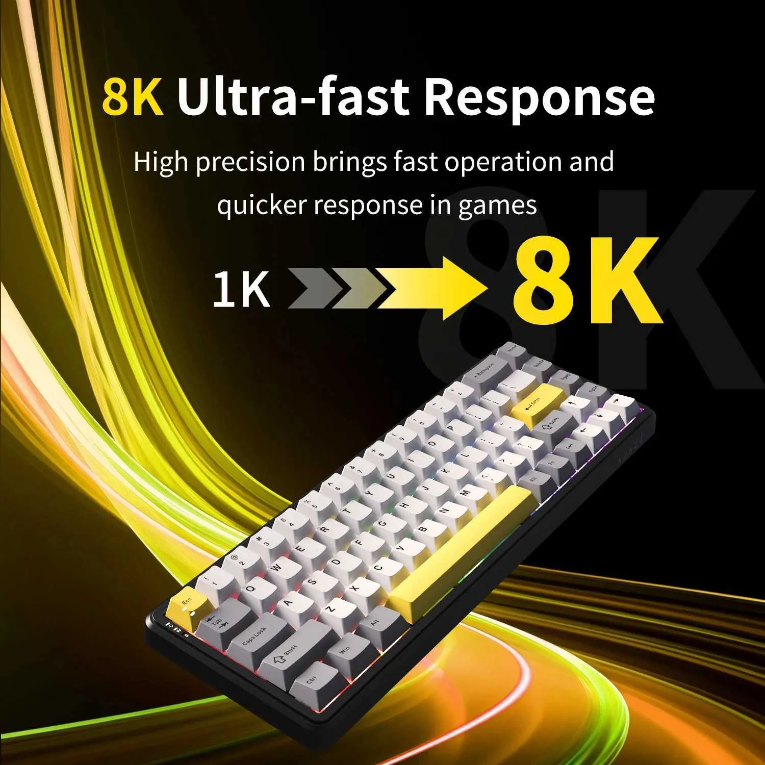 MAX Wireless Magnetic Switch TriMode Royal Kludge Keyboard 8K Gaming ...