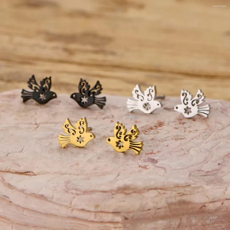 Stud Earrings: Stainless Steel Swallow Small Cartoon Little Birds ...