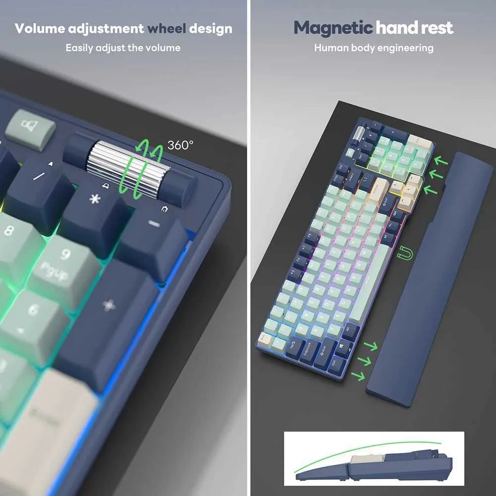 RK Royal Kludge RGB Tri-Mode Hot-Swappable Mechanical Keyboard ...