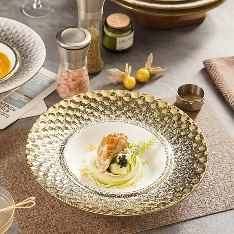Meteorite Pattern Embossed Straw Hat Plate Gold... From Xue10, $12.86 ...
