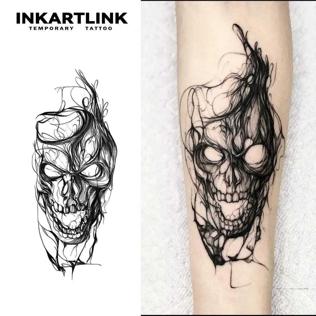 Waterproof Skull Temporary Skull Tattoo Sticker 15 Days Semi Permanent ...