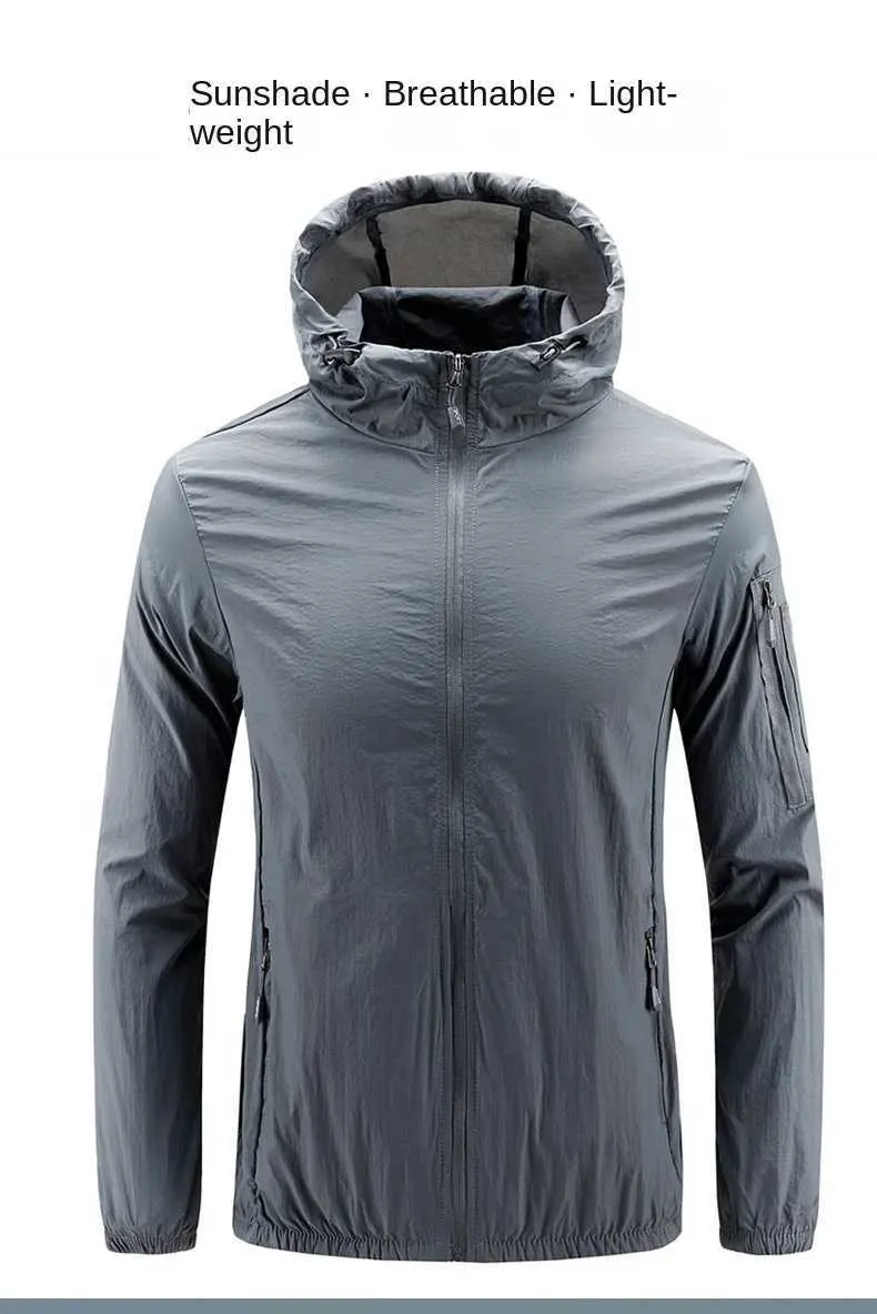 Outdoor Hooded Jacket for Men, Summer Waterproof Lightweight Sun ...