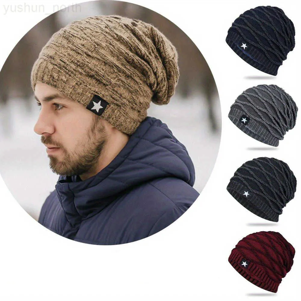 New Unisex Slouchy Winter Hat with Fur Lined, Warm Knitted Beanie Cap ...