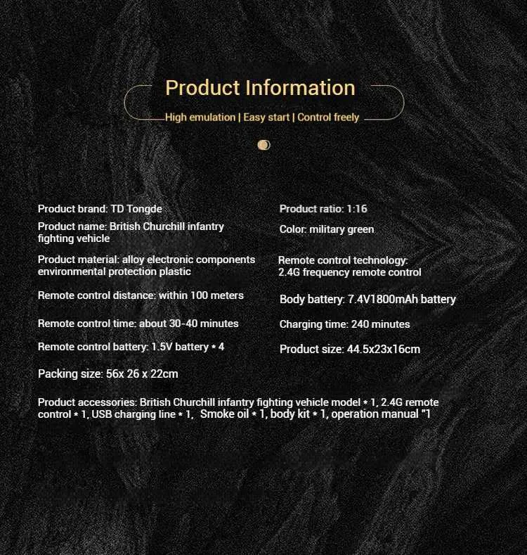 New RC British Churchill 1/16 Remote Controlled Tank C2310 Full Size ...