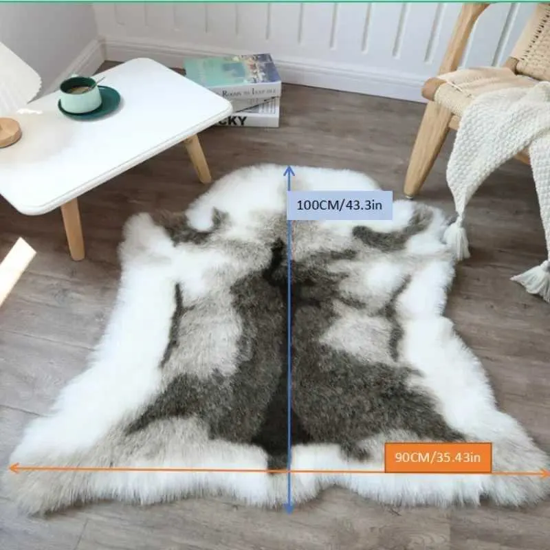 Modern Minimalist Faux Reindeer Fur Carpet, Machine Washable Bedroom ...
