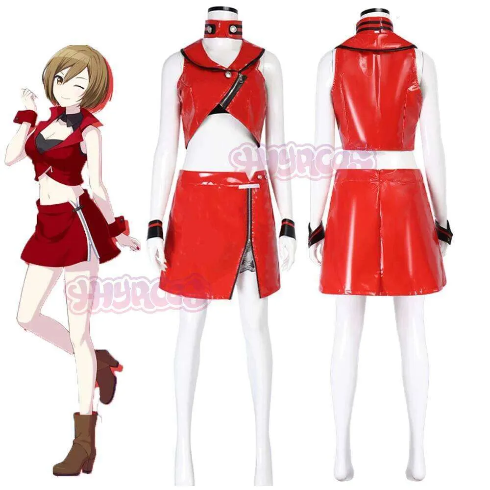 Meiko Cosplay Sister Mei Anime PJSK Colorful Stage Costume Red PU ...