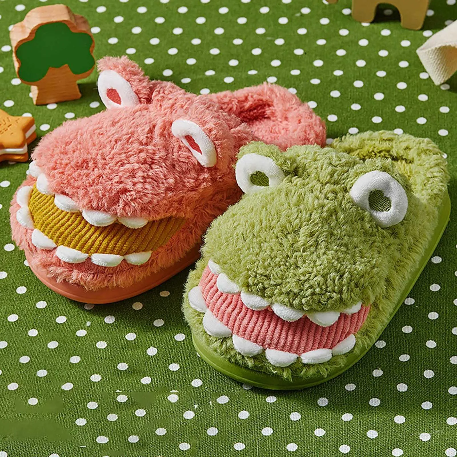Girls' Cartoon Cute Animal Cotton Slippers Size 4, Autumn and Winter ...