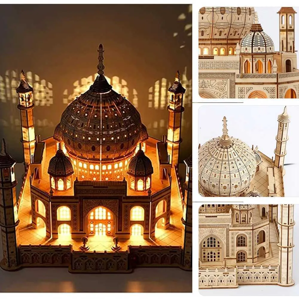 3D Wooden Puzzle Royal Castle Taj Mahal Model Kit with Light, DIY ...