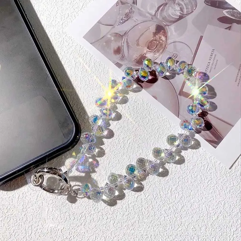 Colorful Mobile Phone Lanyard Chain Stylish Glitter Crystal Bead ...
