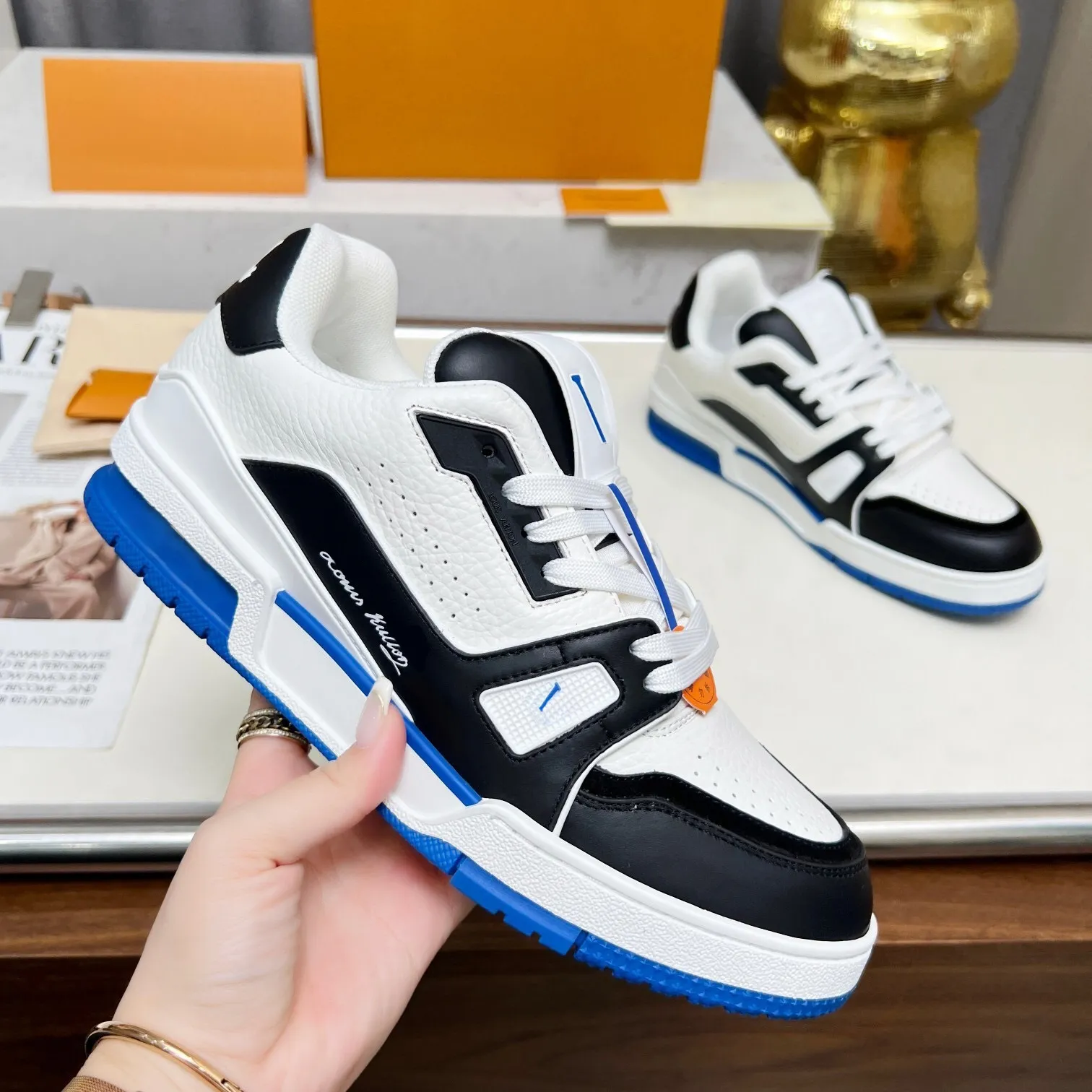 Fashion Designer Sneakers: Handmade Luxury Leather Multicolor Gradient ...