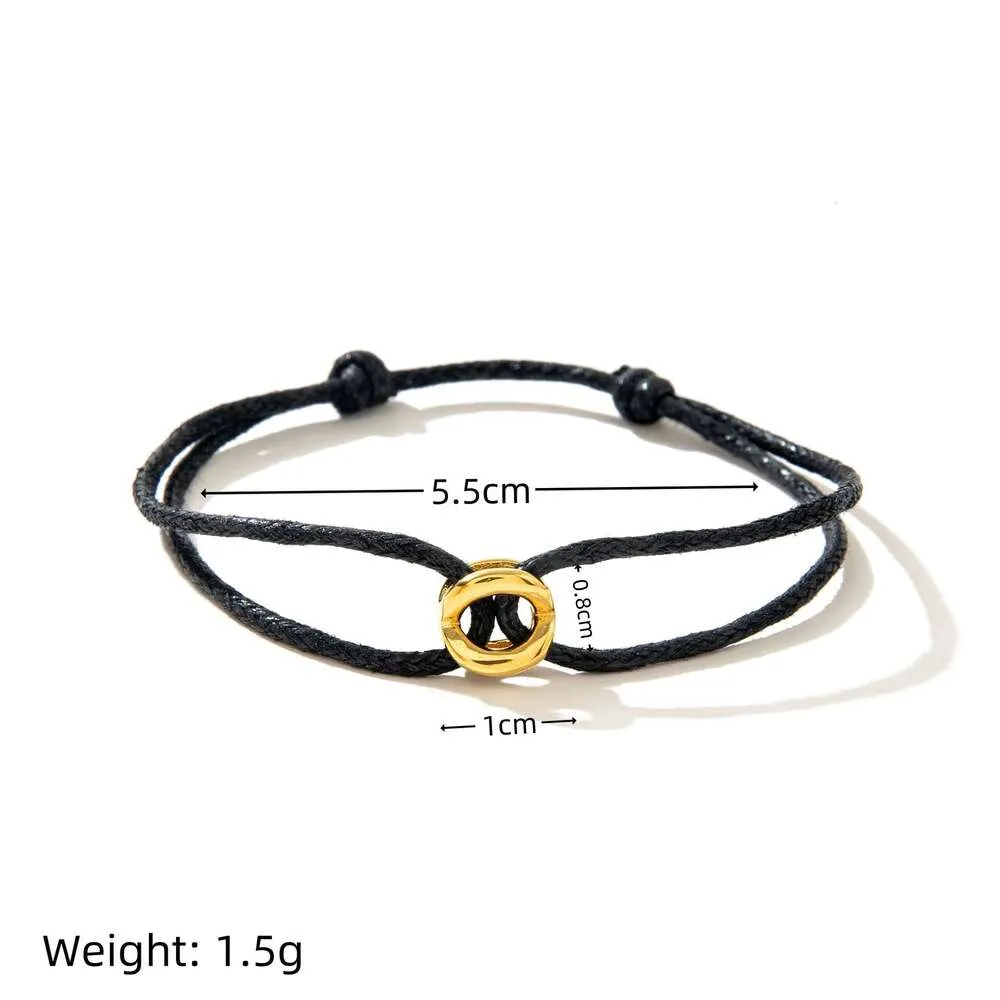 Titanium Steel Lucky Symbol Fortune Bead Couple Bracelet, Gold Plated ...