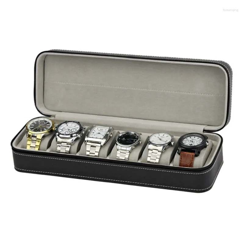 Storage Box: 6-Slot Watch Box, Portable Travel Zipper Case for Jewelry ...