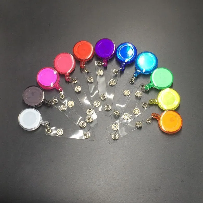 Retractable ID Badge Reels With Round Solid Plastic Clip 14 Vibrant ...