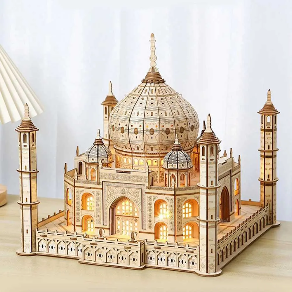 3D Wooden Puzzle Royal Castle Taj Mahal Model Kit with Light, DIY ...