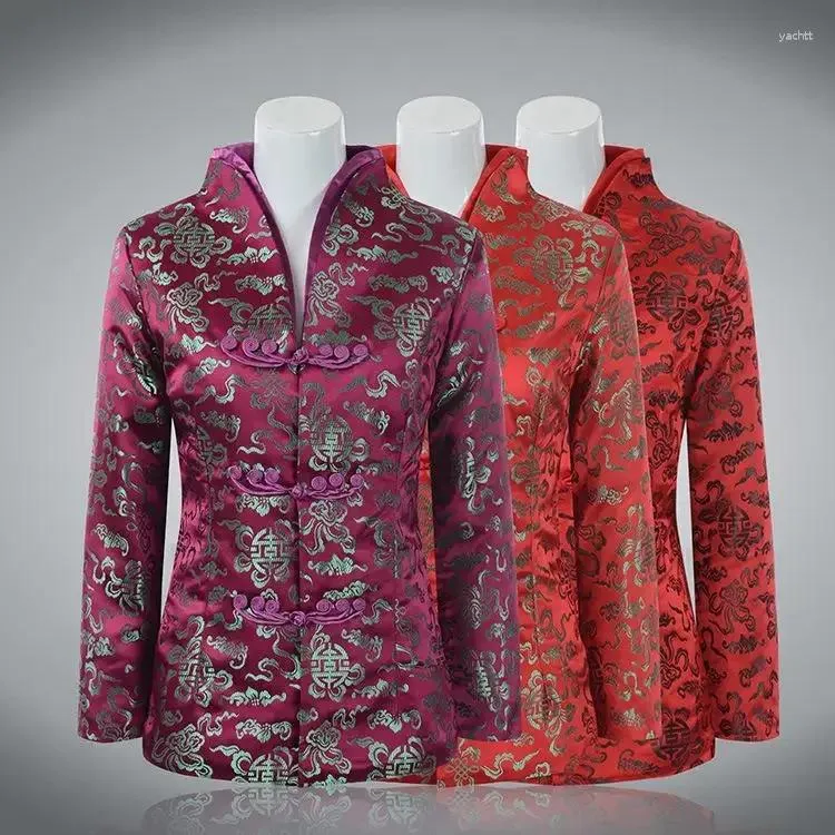 Ethnic Brocade Satin Hanfu Jacket for Women, Chinese New Year Festival ...