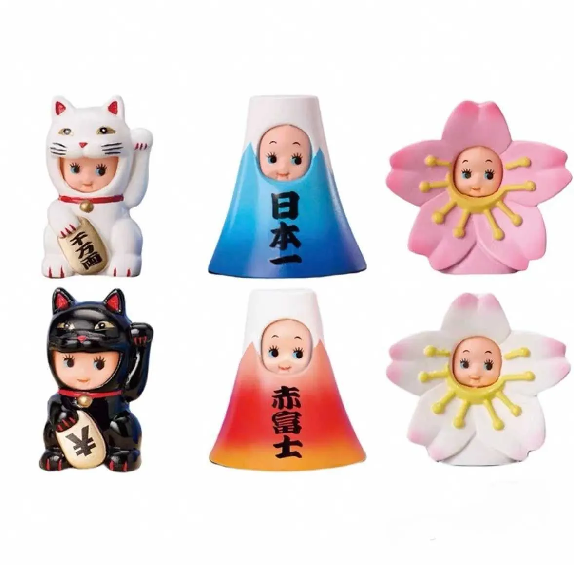 Anime Kewpie Doll Figure: Crossdressing Cat, Fuji Mountain, Cherry ...