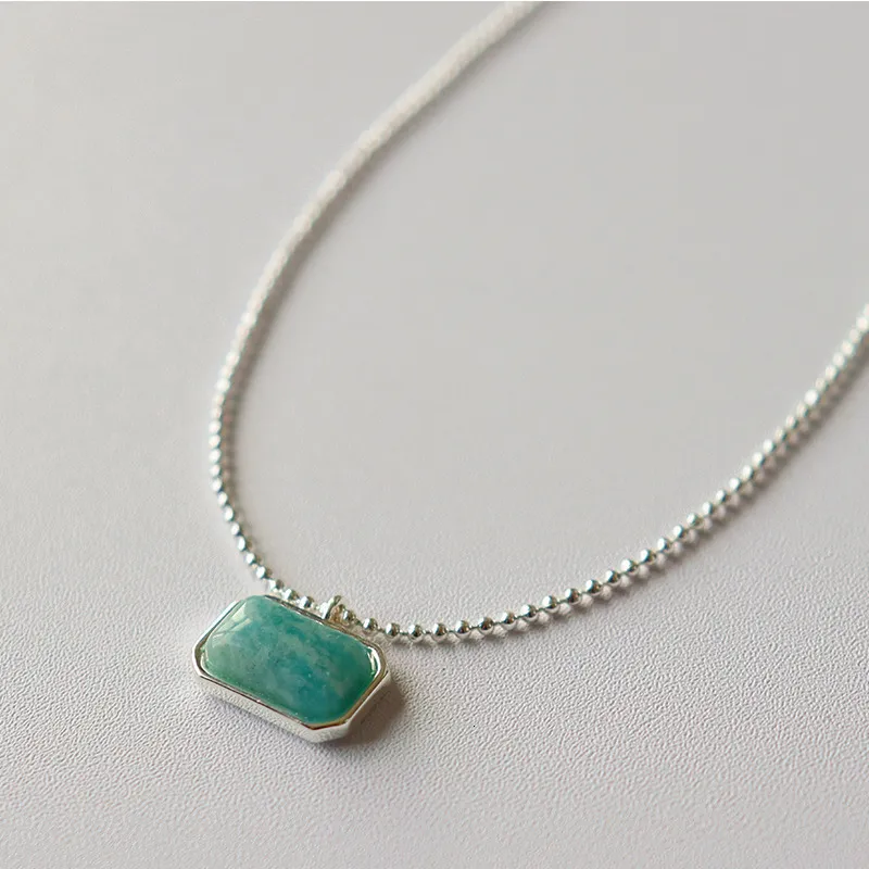 New Style Light Luxury Retro Square Natural Stone Necklace for Women ...