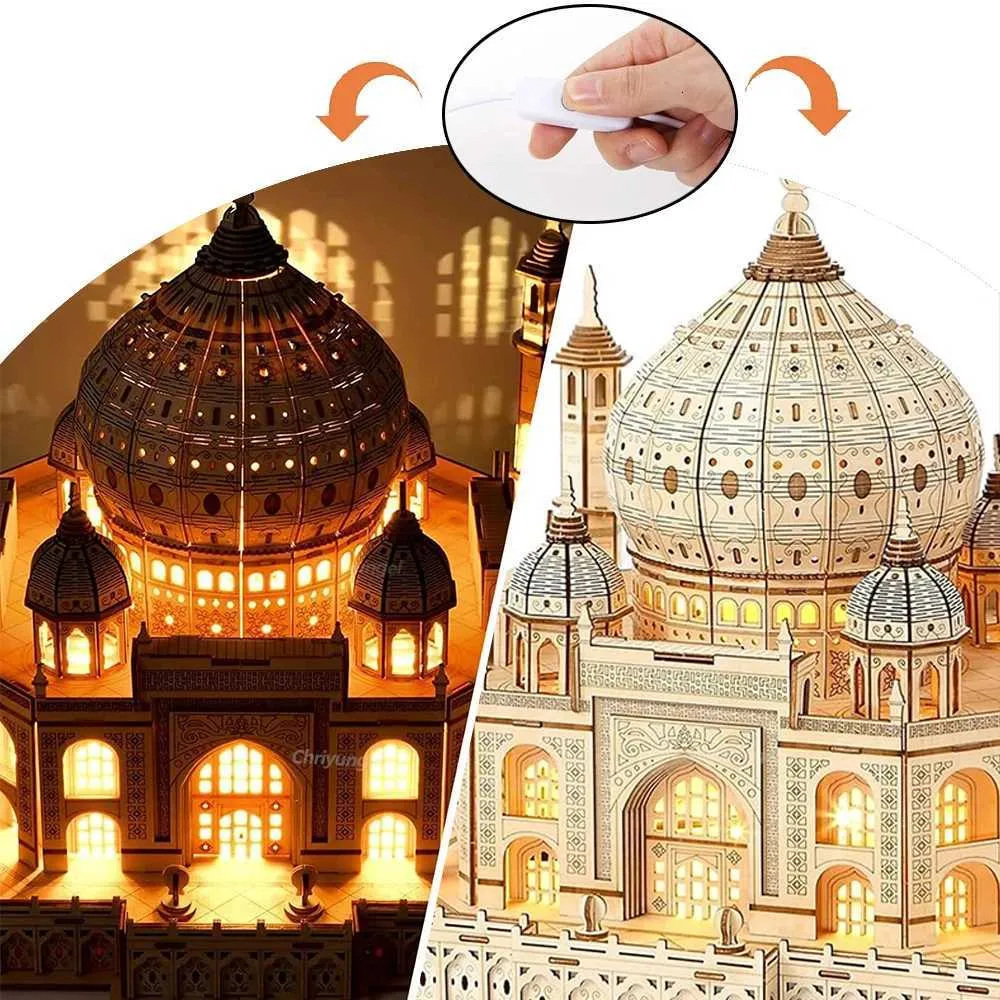 3D Wooden Puzzle Royal Castle Taj Mahal Model Kit with Light, DIY ...