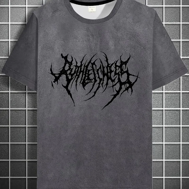 Wholesale Mens Gothic Font Graphic Oversized T Shirts Casual Streetwear ...
