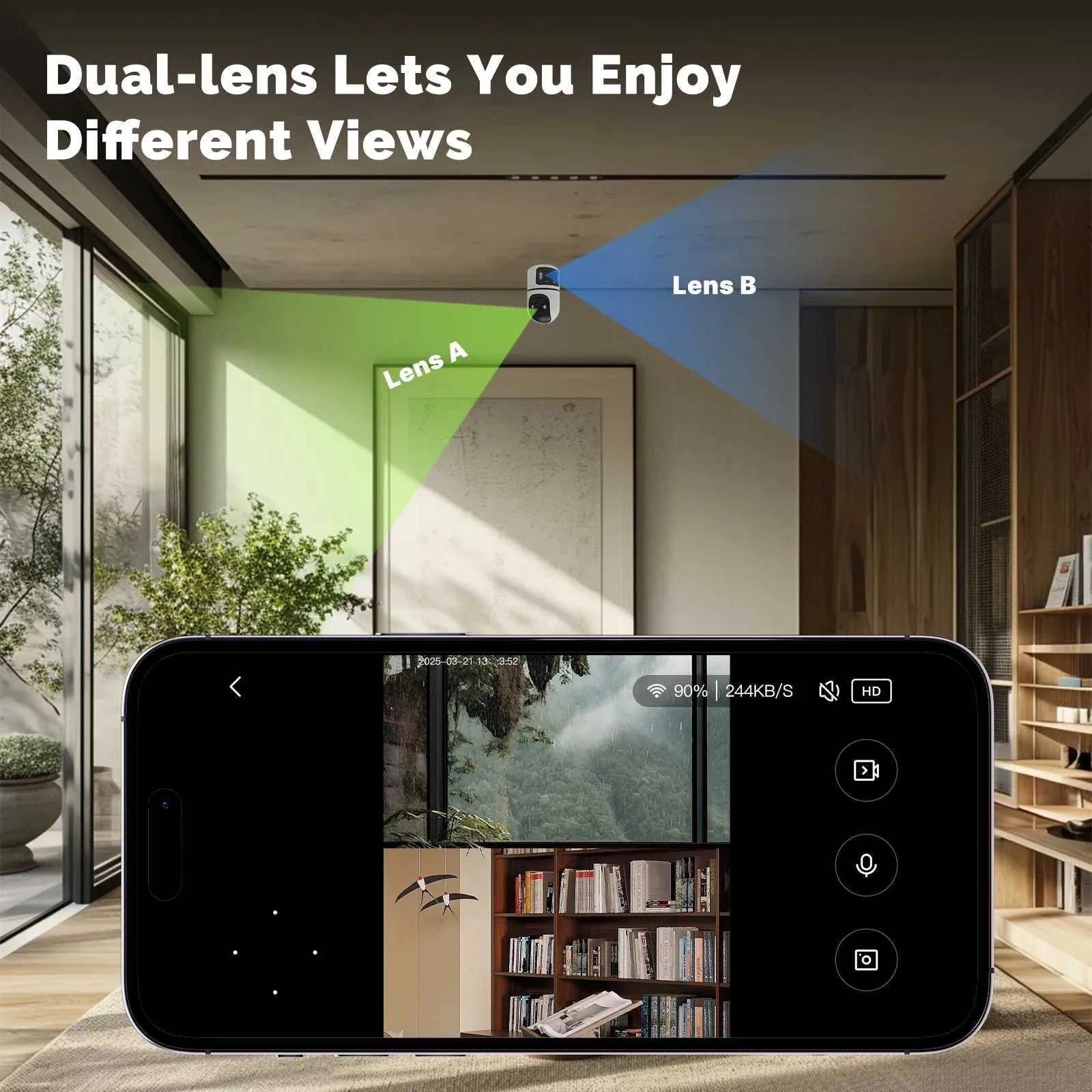 Moes Tuya WiFi Indoor Smart Camera 4MP Dual Screen Lens 2.4G/5G ...