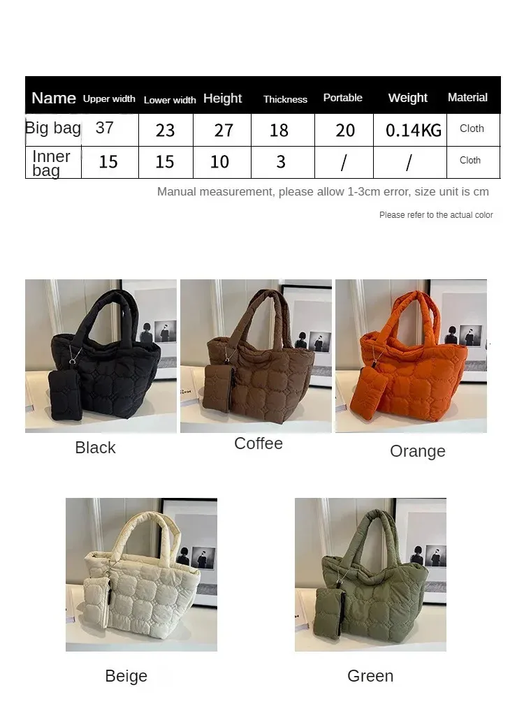 Fashion Quilted Handbag with Embroidery Thread, Lightweight Puffy Top ...