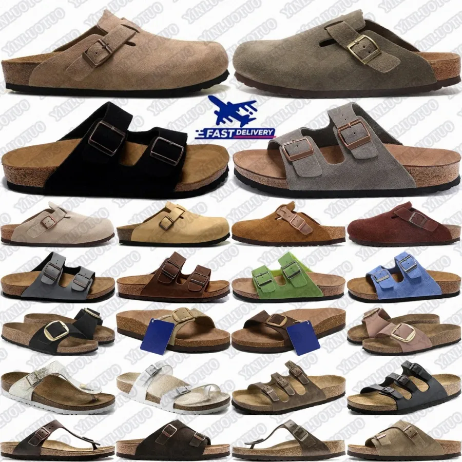 Boston Soft Suede Clog Slides - Narrow Fit Footbed Sandals for Men ...