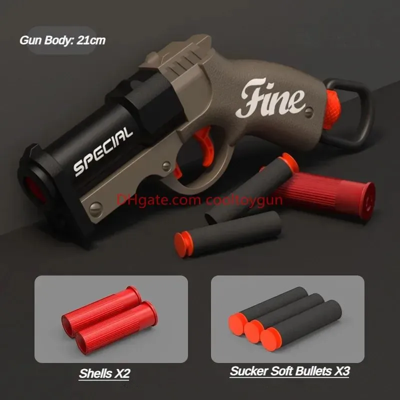 Kids Shell Ejecting Soft Foam Shotgun Toy Includes 2 Shells & 3 Suction ...