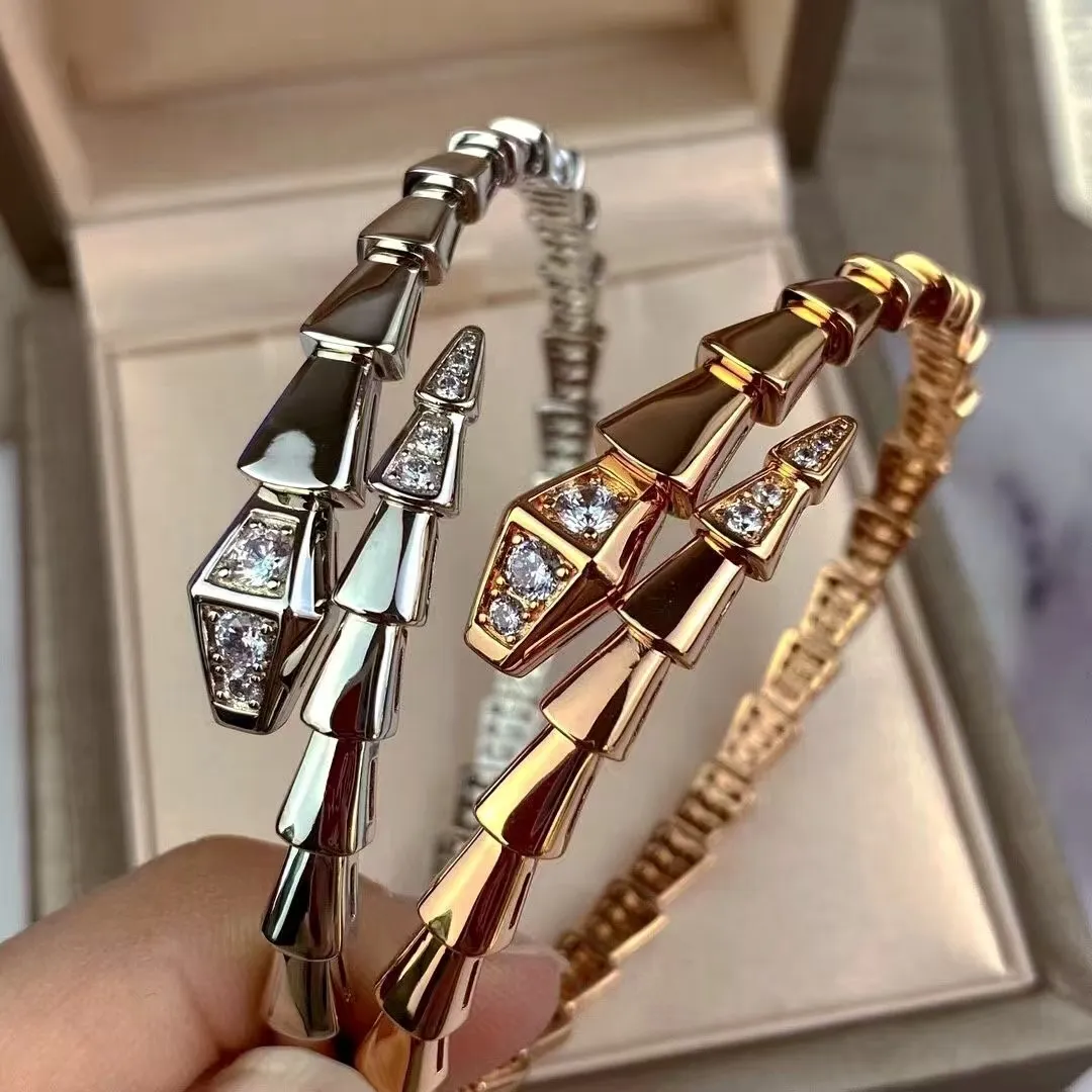 High Version Gold Plated Narrow Snake Bone Bracelet with Micro Set ...